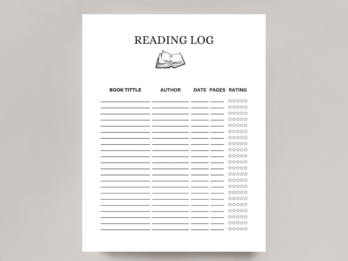 Reading Log Printable, Reading Tracker Digital Download, Reading ...