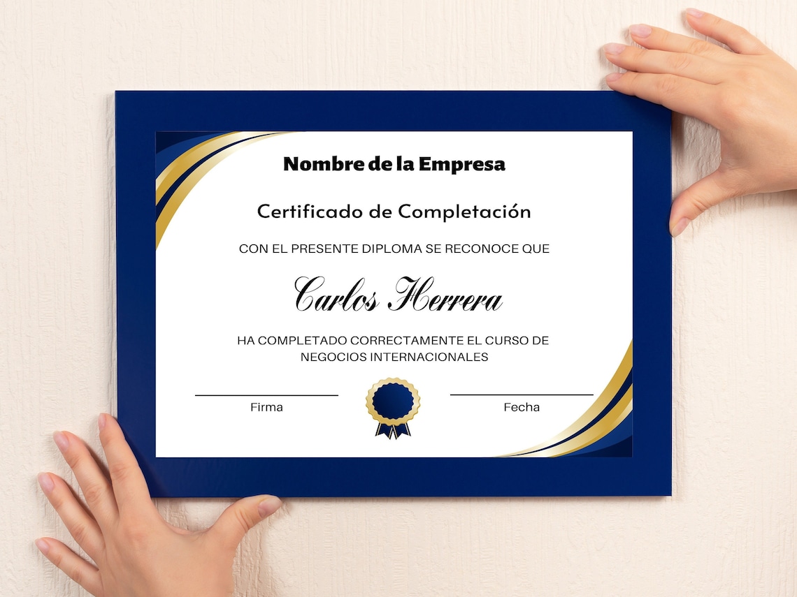 Certificado Completacion Plantilla Editable Canva, Spanish Certificate ...