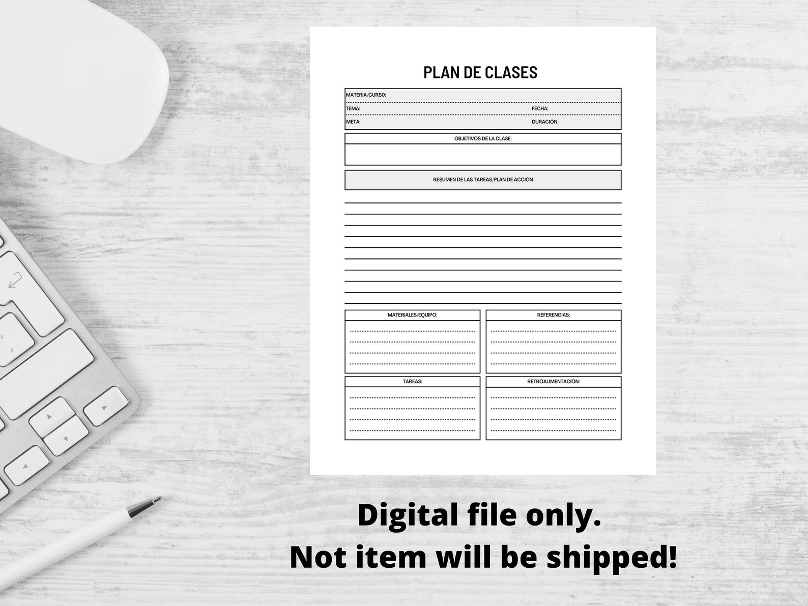 Spanish Lesson Plan Digital Download, Plan De Clases Imprimible, Plan ...