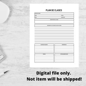 Spanish Lesson Plan Digital Download, Plan De Clases Imprimible, Plan ...