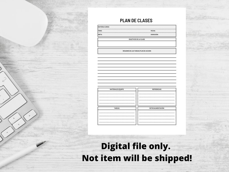 Spanish Lesson Plan Digital Download, Plan De Clases Imprimible, Plan ...