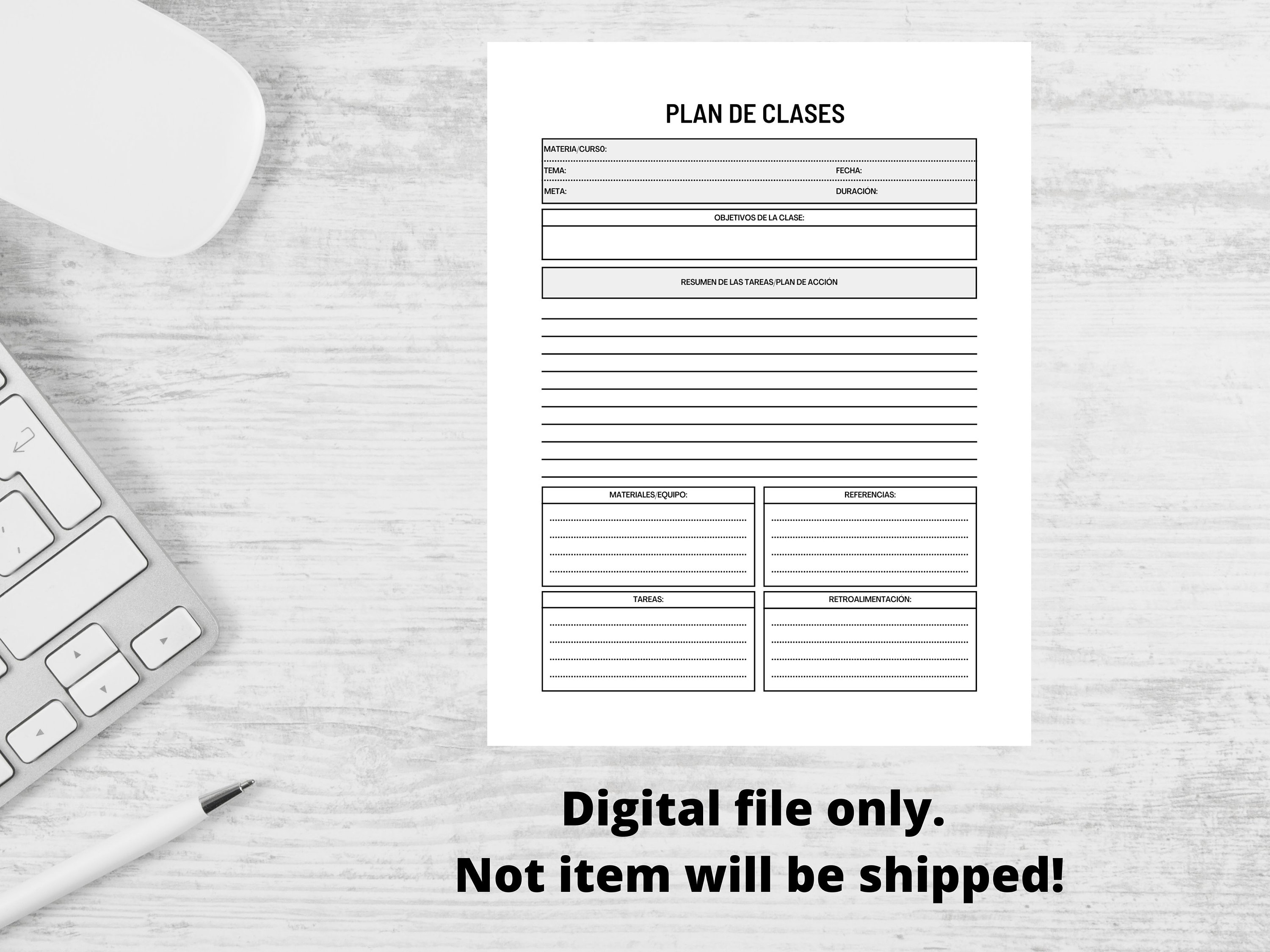 Spanish Lesson Plan Digital Download, Plan De Clases Imprimible, Plan ...