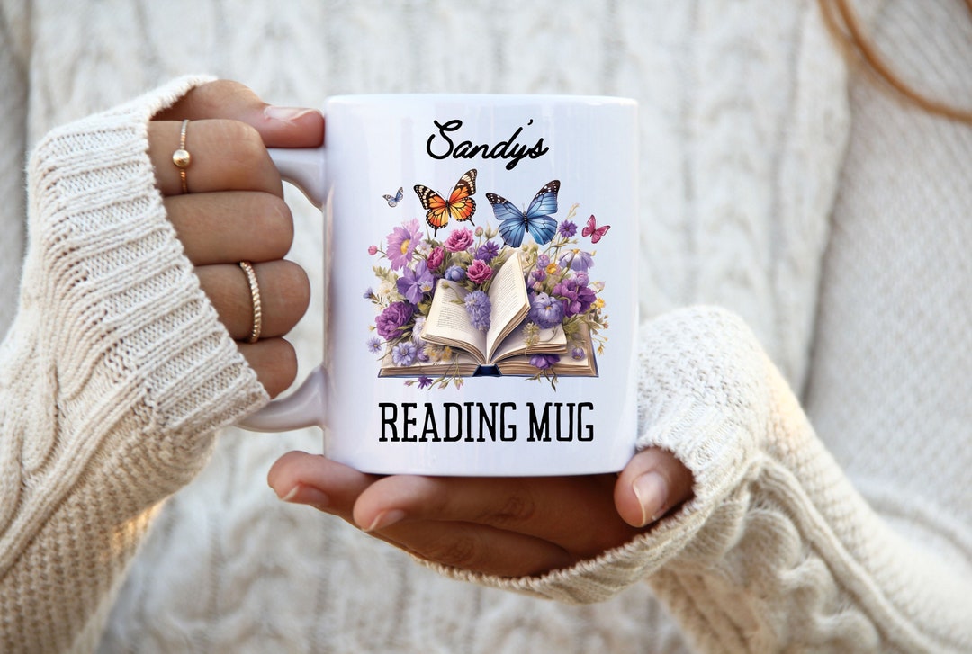 Personalized Reading Book Mug , Custom Name Reading Mug, Gift for a ...