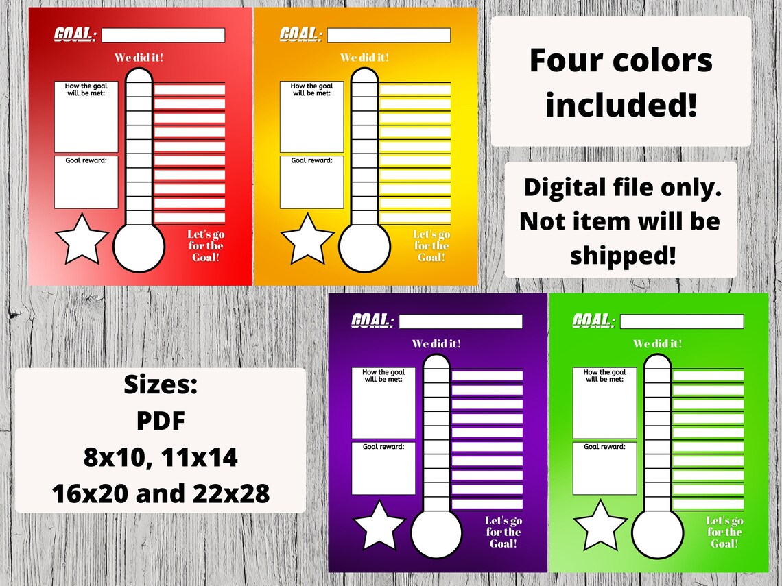 Goal Thermometer Poster, Classroom Goal Printable, Goal Tracker Poster ...
