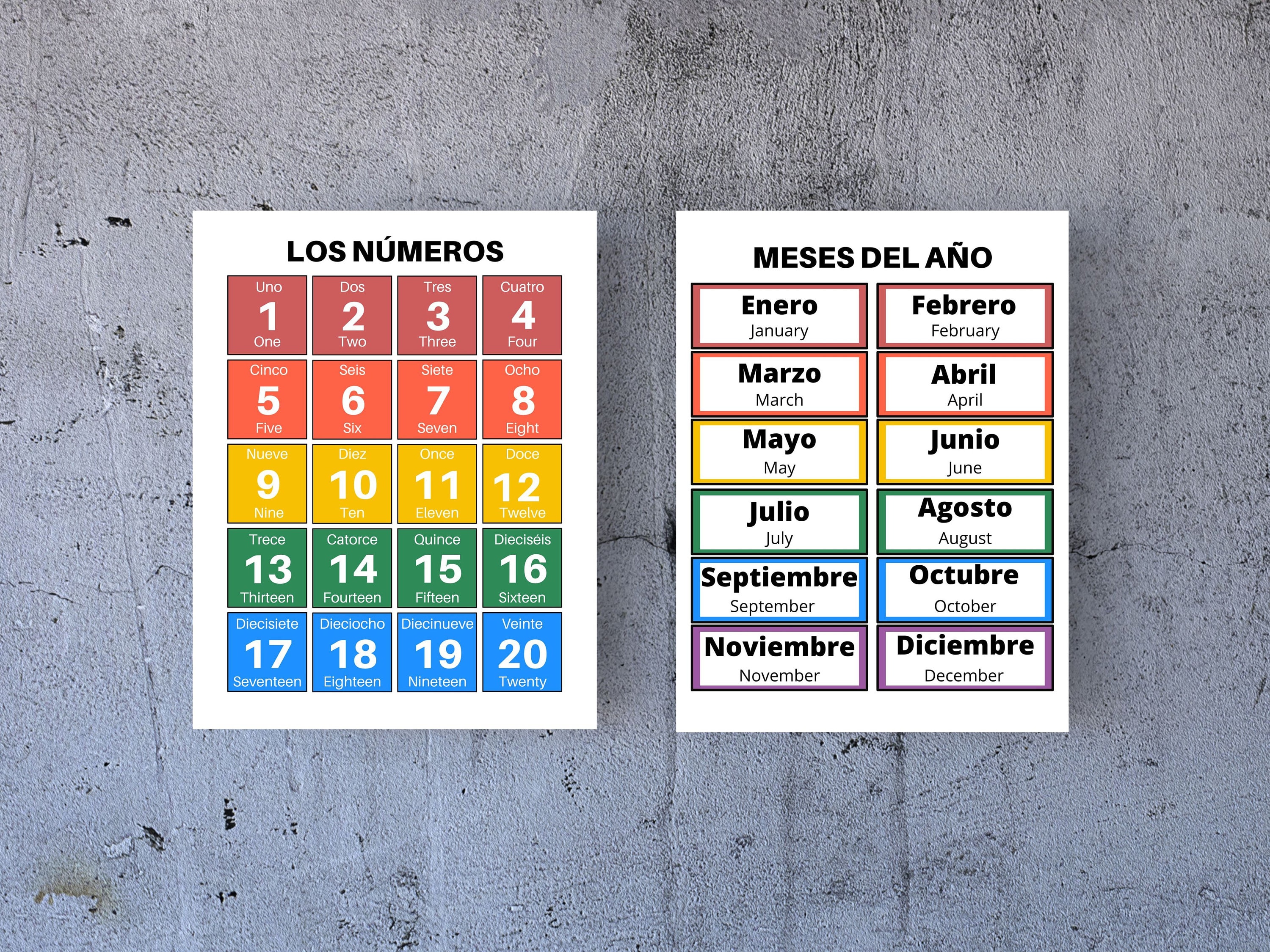 Bilingual Classroom Poster, Spanish Colors and Days (digital Download ...