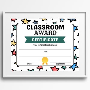 Classroom Award Certificate, Kids Award Certificate, Rainbow Stars ...