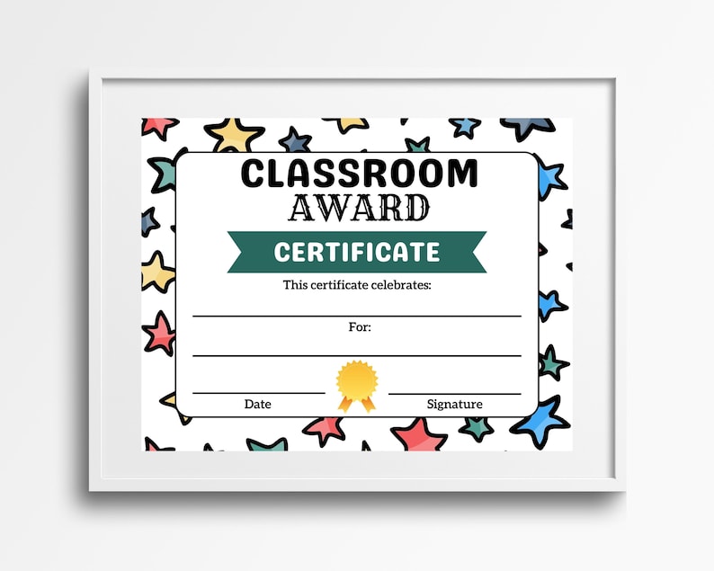 Classroom Award Certificate, Kids Award Certificate, Rainbow Stars ...