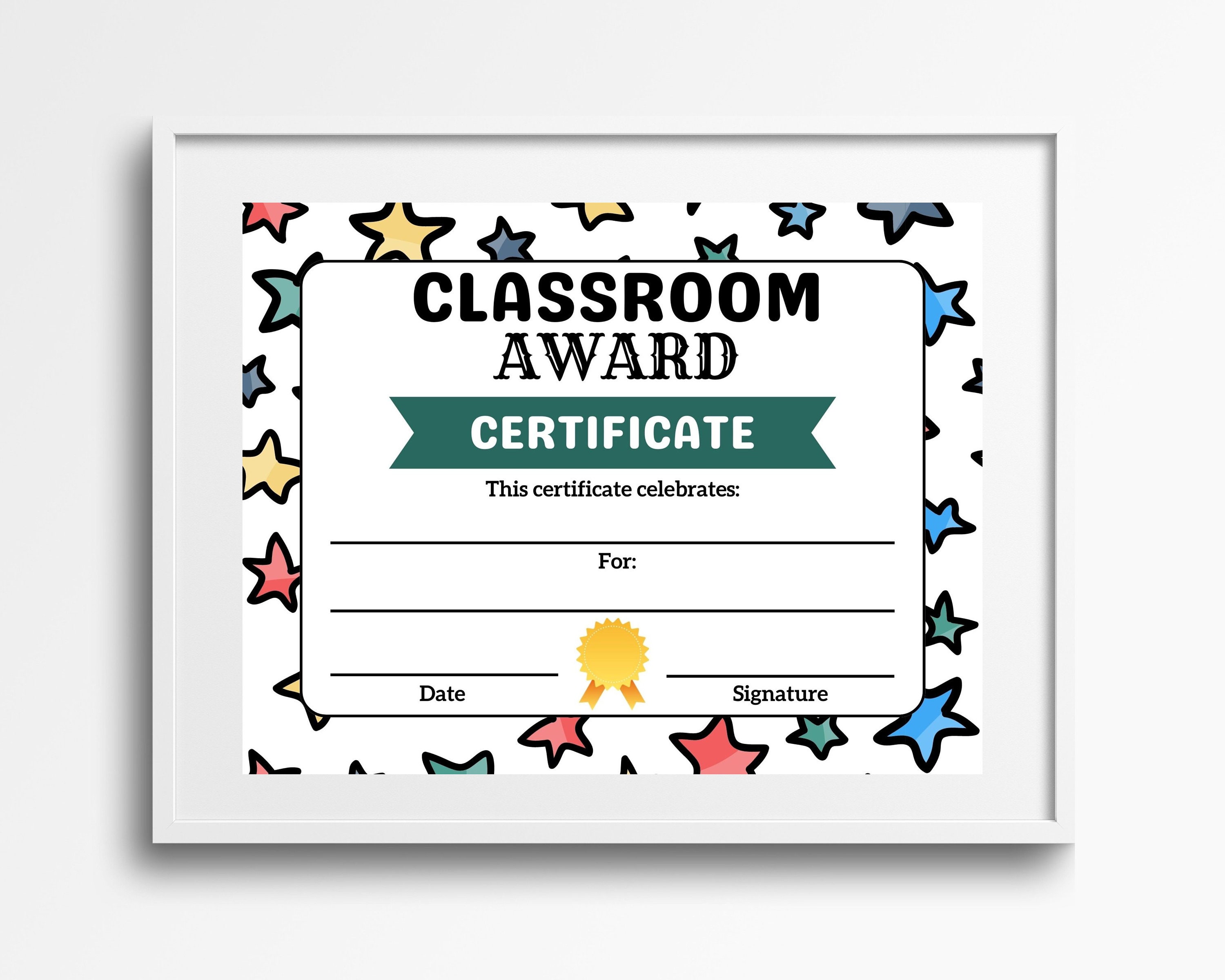 Classroom Award Certificate, Kids Award Certificate, Rainbow Stars ...