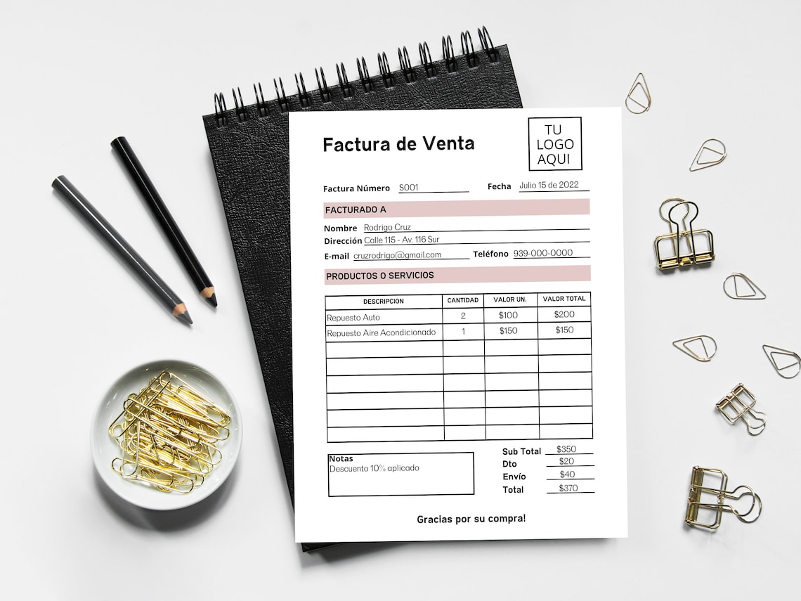 Spanish Invoice Template, Editable Factura De Venta, Canva (digital ...