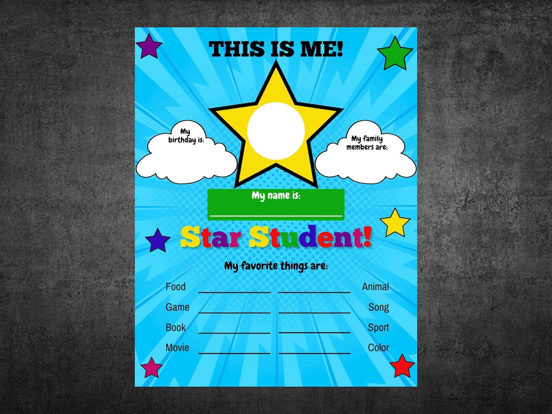 Star Student Poster, About Me Student Poster, My Favorite Things ...