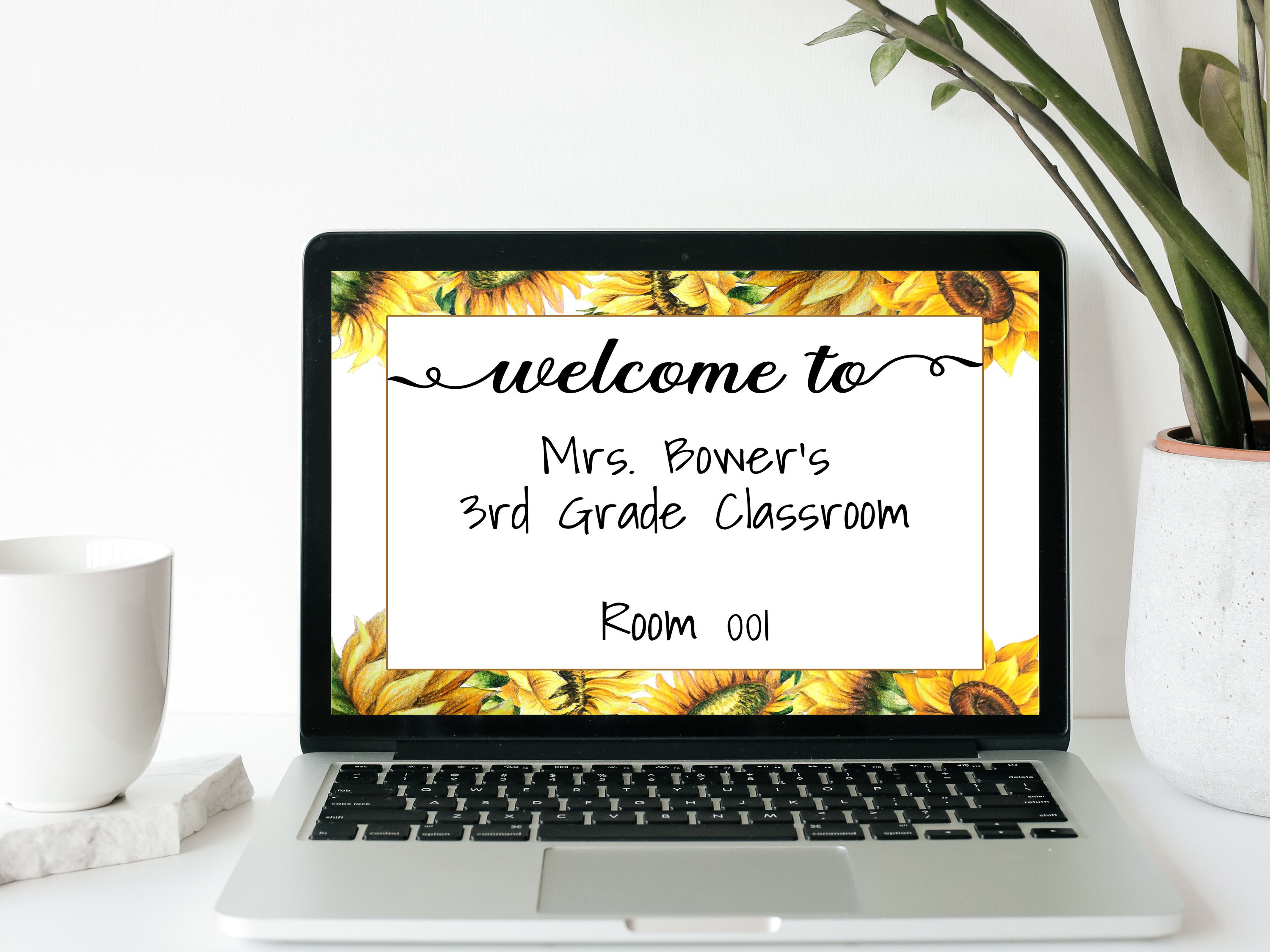 Sunflowers Classroom Door Sign Template, Teacher Name Tag (digital ...