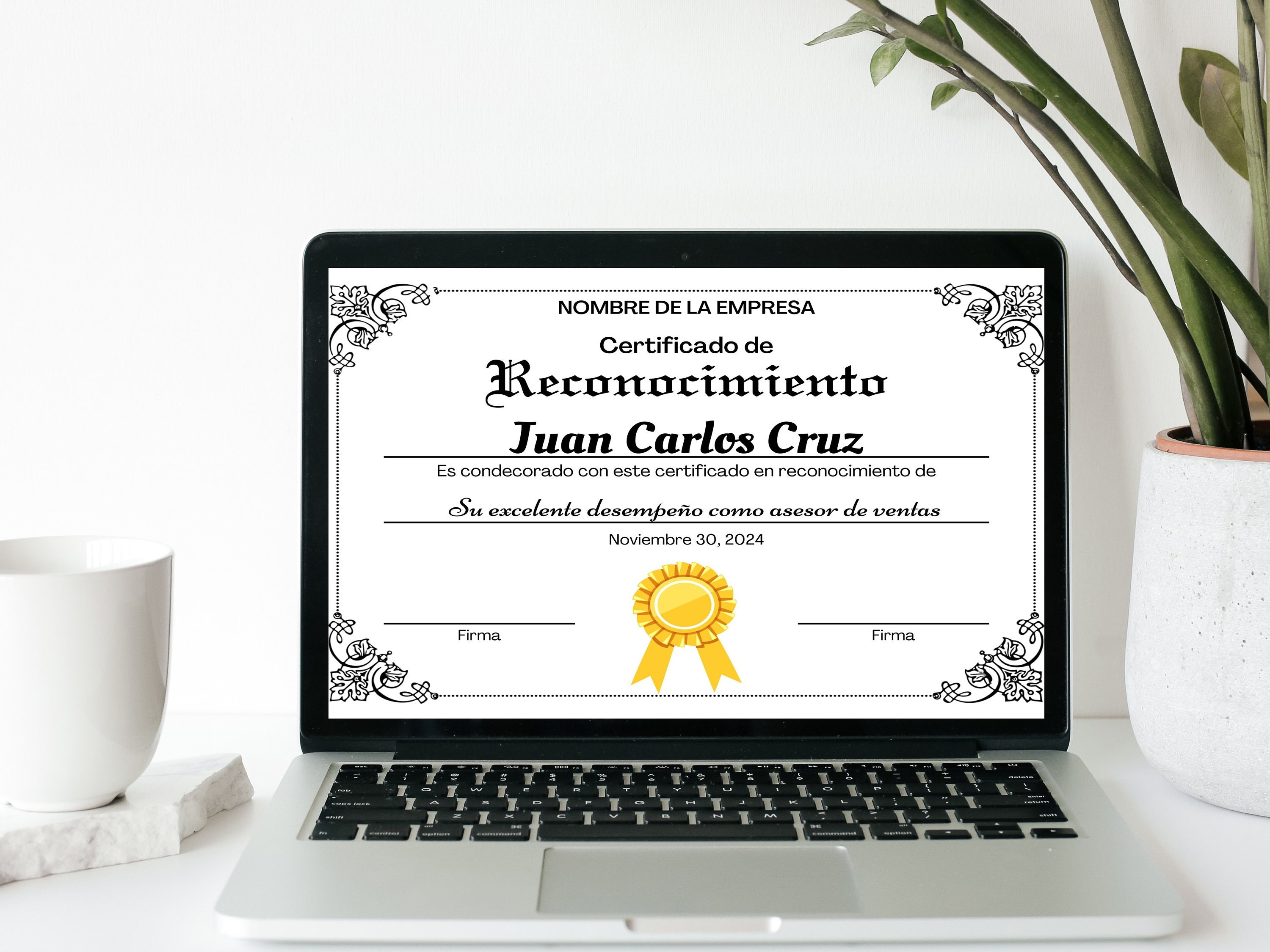 Spanish Certificate of Recognition Template, Editable Canva (digital ...