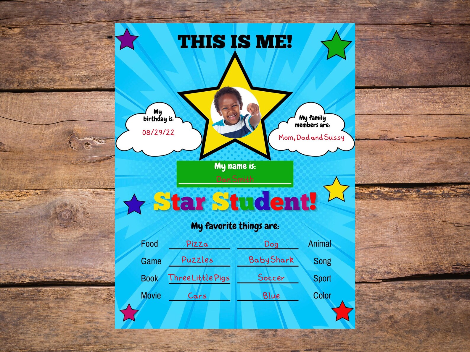 Star Student Poster, About Me Student Poster, My Favorite Things ...