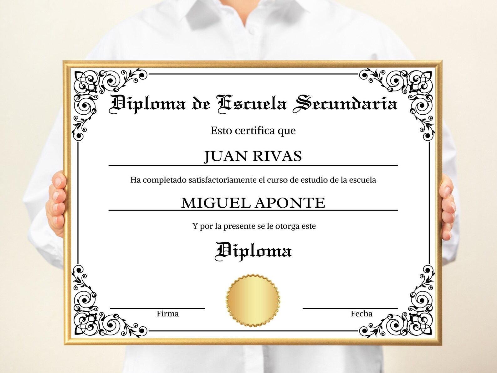 Spanish High School Diploma Template, Editable Canva (digital Download ...