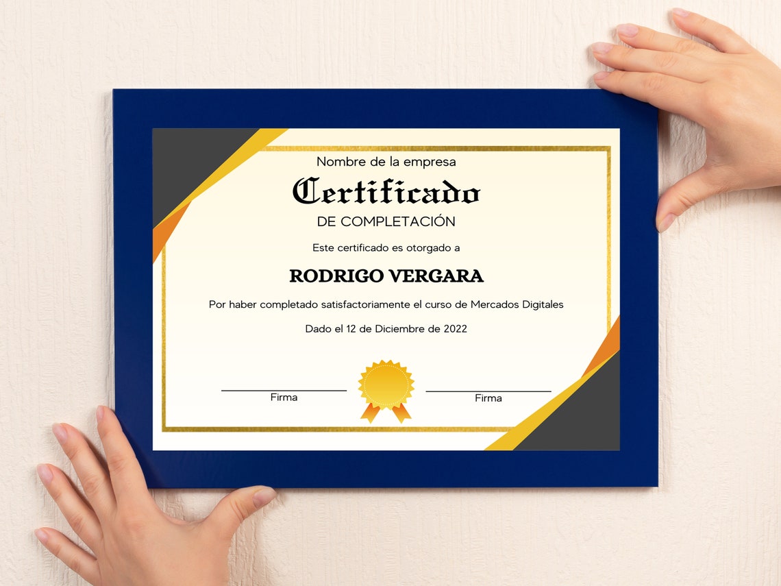 Spanish Certificate of Completion Template: Editable Canva Design ...