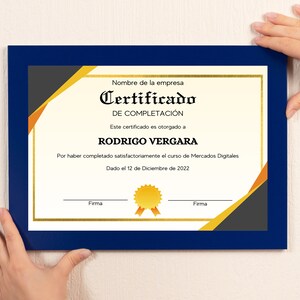 Spanish Certificate of Completion Template: Editable Canva Design ...