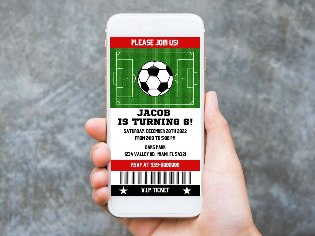 Soccer Digital Birthday Invitation, Sports Digital Invitation, Soccer ...