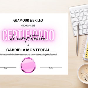 Spanish Certificate of Completion Template, Editable Canva (digital ...
