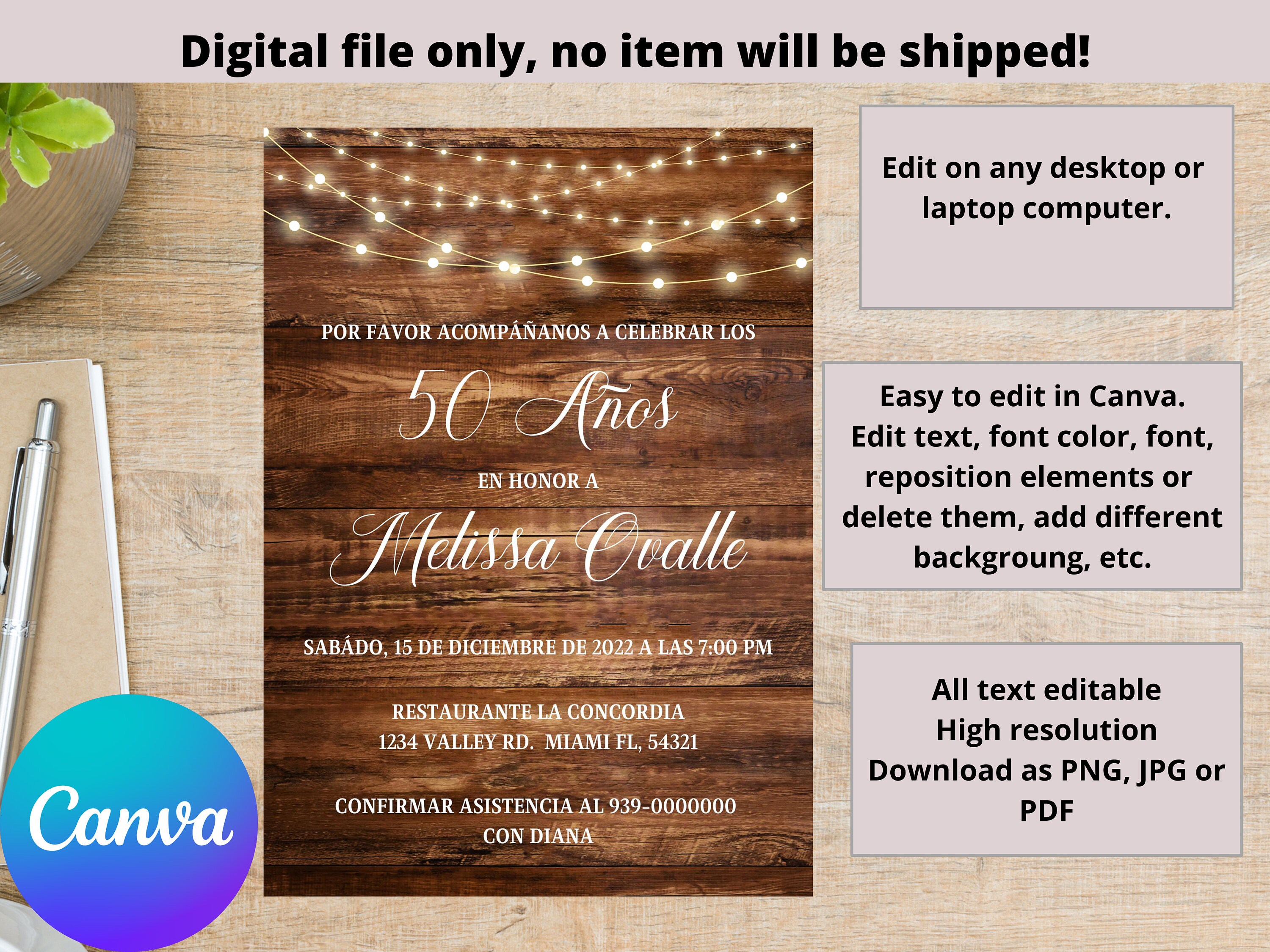Spanish Birthday Invitation: Rustic Fiesta Theme (digital) - Etsy