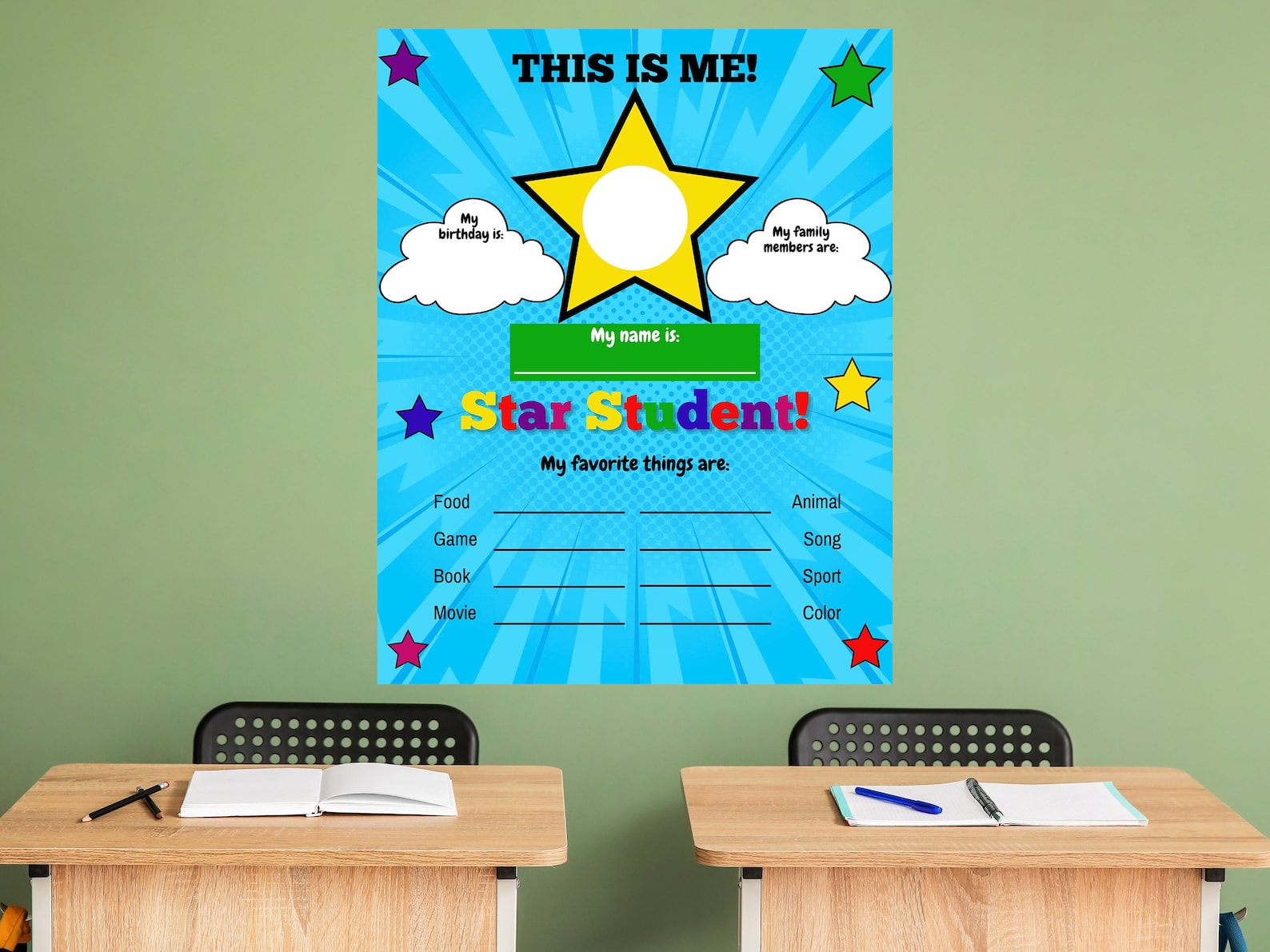 Star Student Poster, About Me Student Poster, My Favorite Things ...