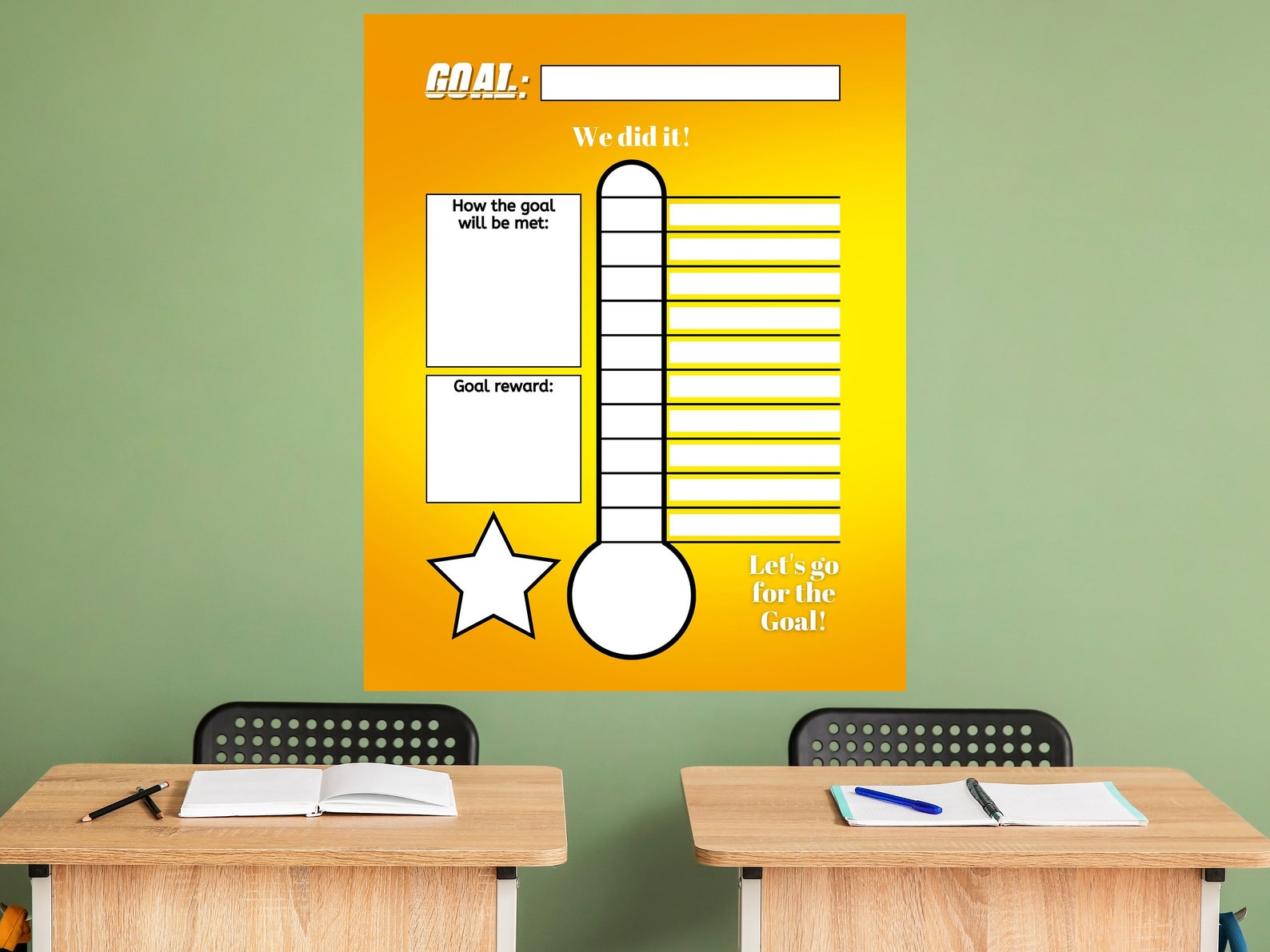 Classroom Goal Thermometer Poster, Teacher Printable (digital Download ...
