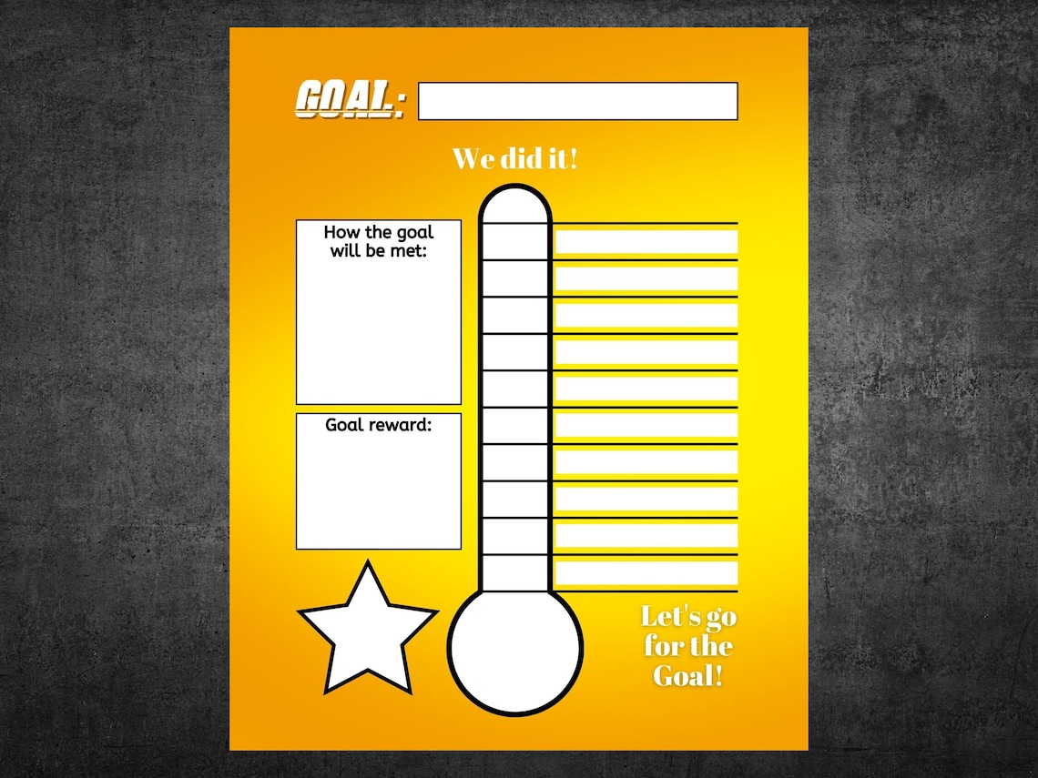 Goal Thermometer Poster, Classroom Goal Printable, Goal Tracker Poster ...