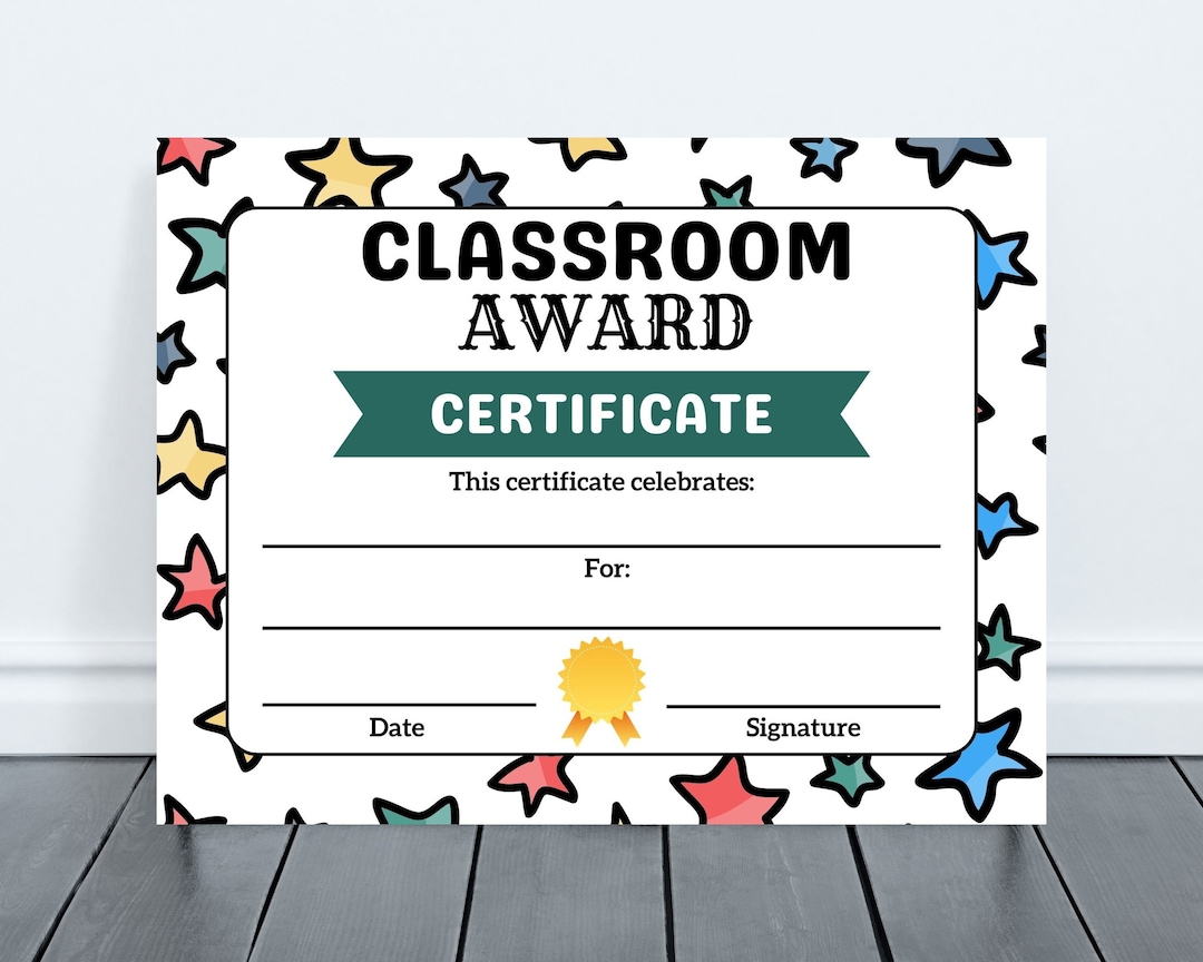 Classroom Award Certificate, Kids Award Certificate, Rainbow Stars ...