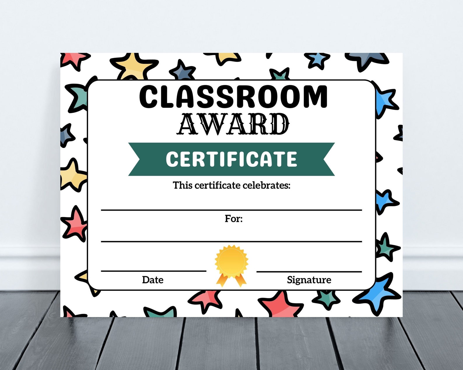 Classroom Award Certificate, Kids Award Certificate, Rainbow Stars ...