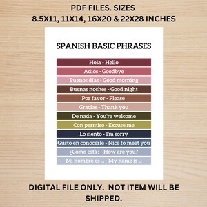 Spanish Basic Phrases Print, Spanish Classroom Boho Decor, Boho ...