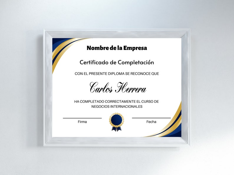 Spanish Certificate of Completion Template, Editable Canva (digital ...