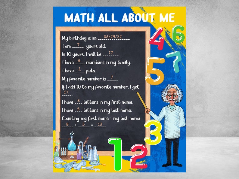 Math All About Me Poster, Math Class Poster, Learning Math Facts Poster, Learning Activities for ...
