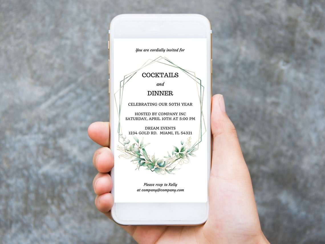 Cocktails and Dinner Digital Invitation, Dinner Invitation Template ...