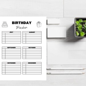 Birthday Tracker Printable Birthday Reminder Digital - Etsy