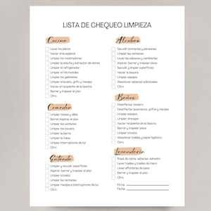 Spanish Housekeeping Checklist Template, Housekeeping Cleaning Planner ...