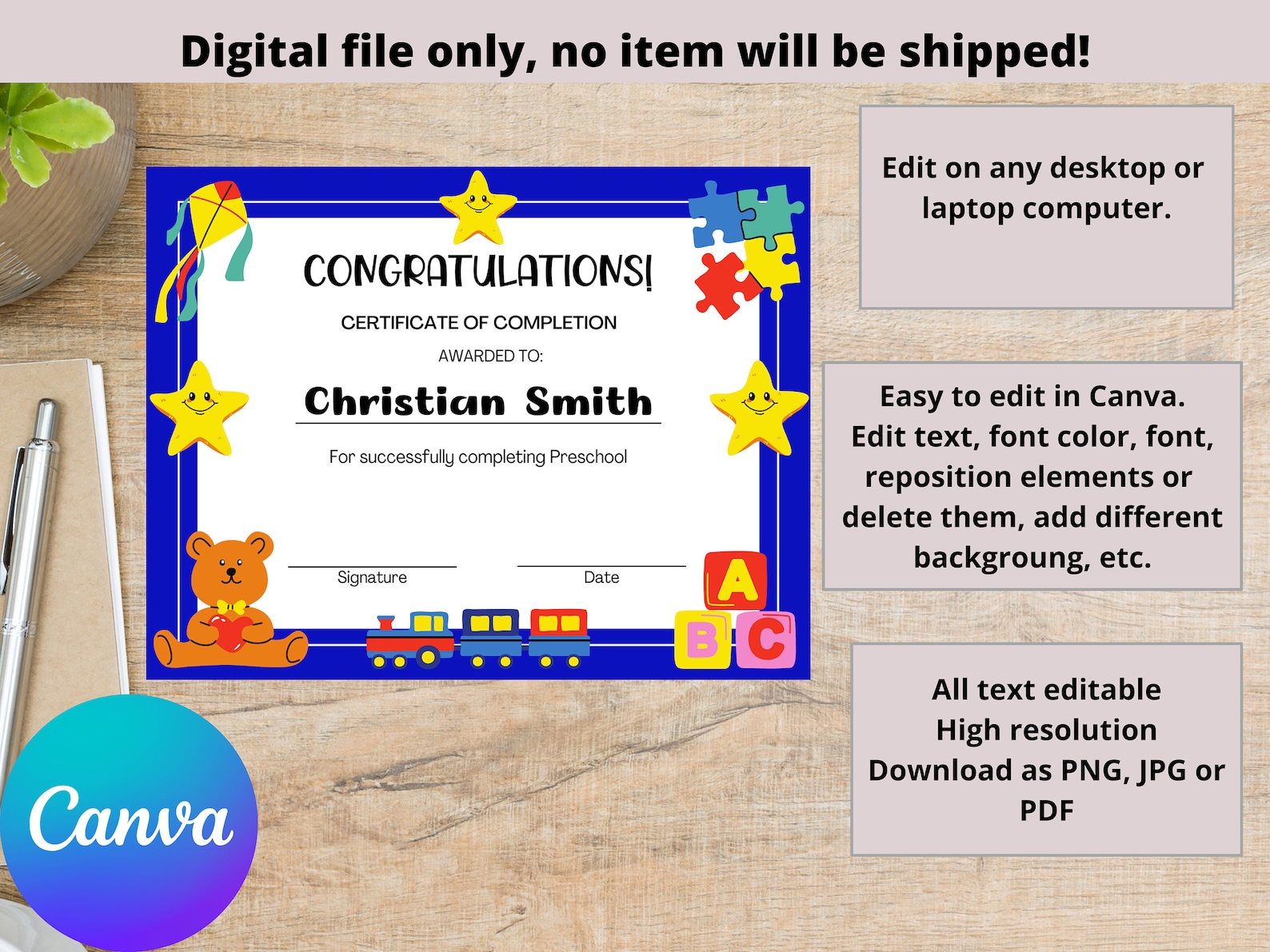 Certificate of Completion Template for Kids, Printable Award ...