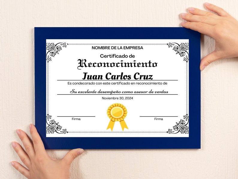 Spanish Certificate of Recognition Template, Editable Canva (digital ...