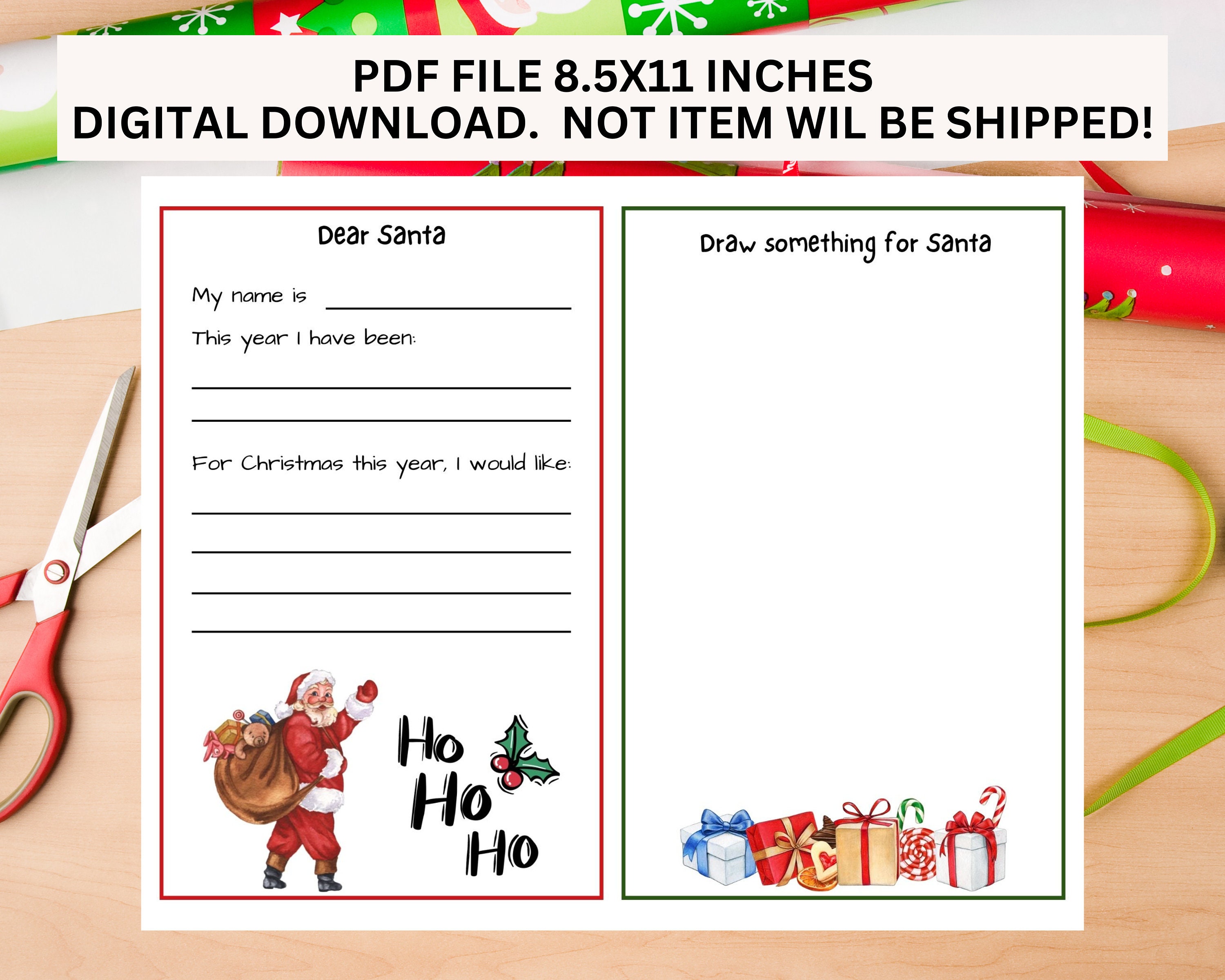 Christmas Wish List for Santa Digital Download, Christmas Kids ...