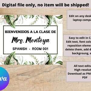 Personalized Spanish Classroom Door Sign Template (digital Download) - Etsy