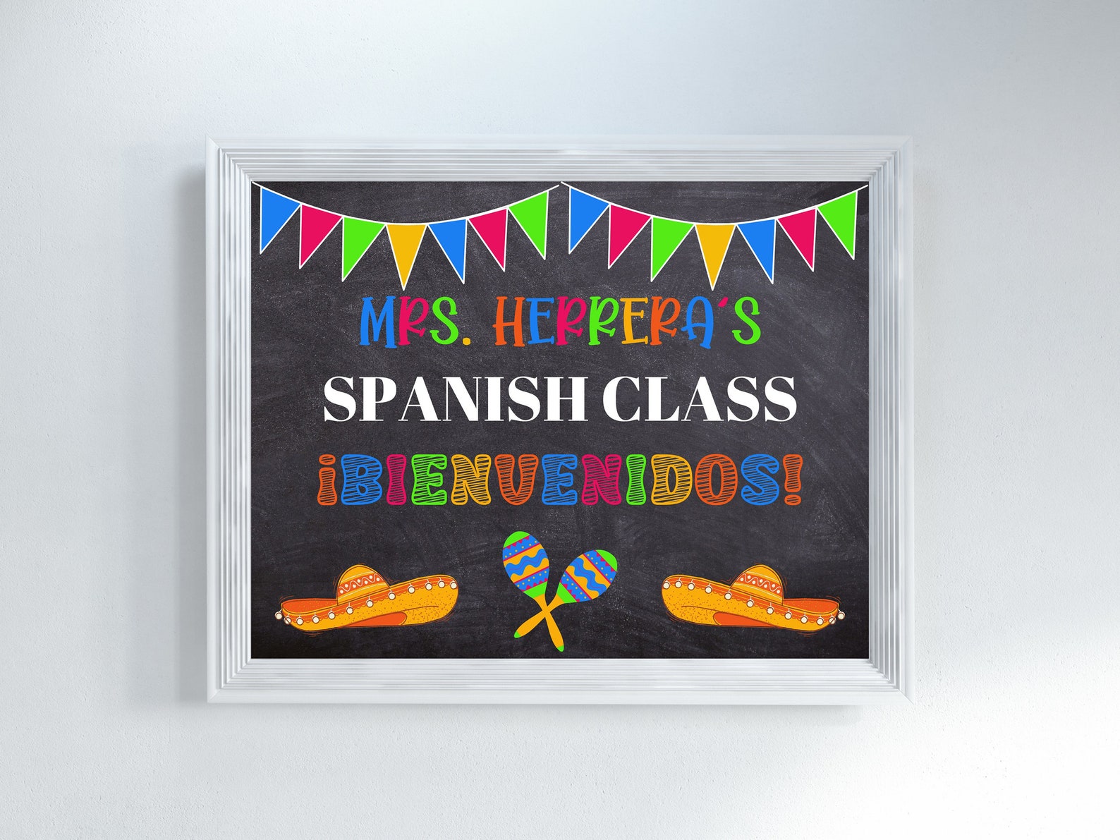 Spanish Classroom Door Sign Template, ESOL Classroom Door Sign, Spanish ...
