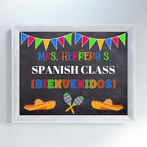 Spanish Classroom Door Sign Template, ESOL Classroom Door Sign, Spanish ...