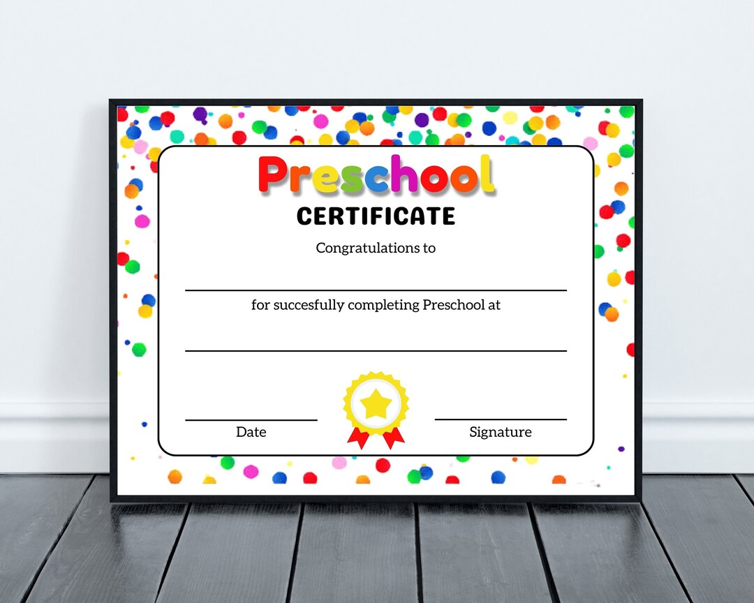 Certificado preescolar arcoíris, diploma infantil imprimible (descarga ...