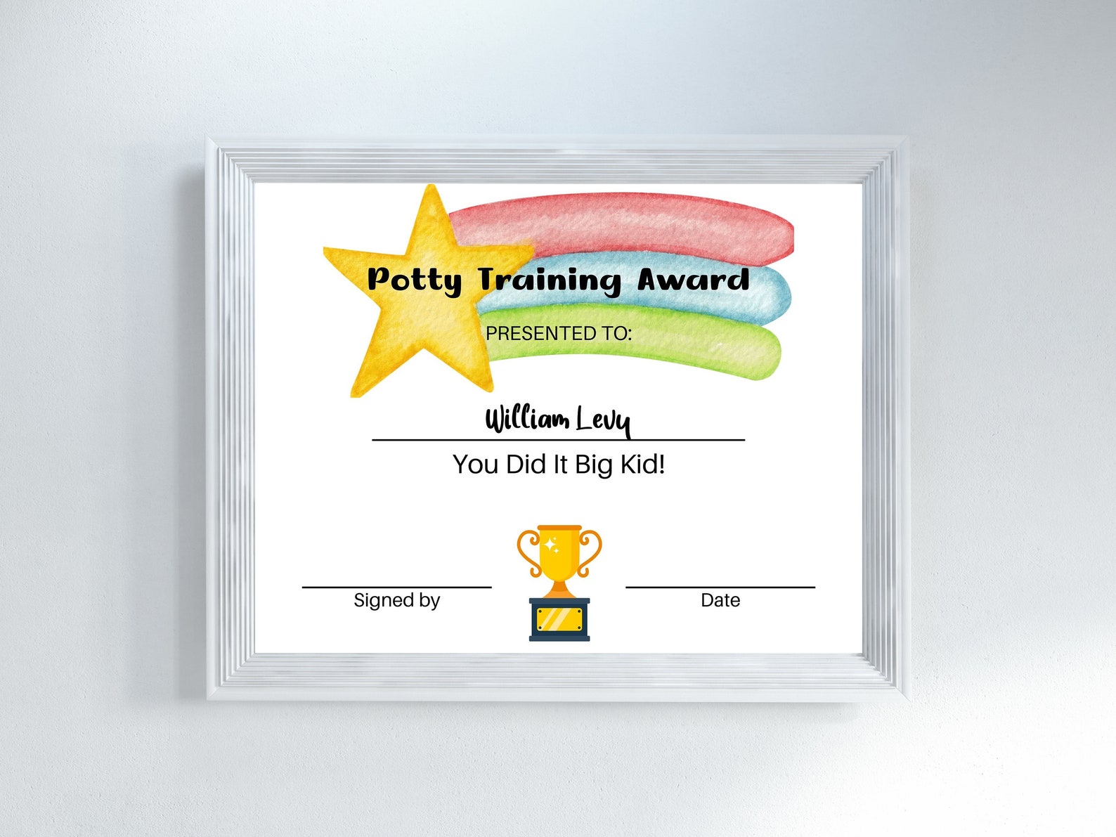 Potty Training Award Editable Template, Certificate of Potty Training ...