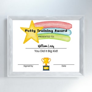Potty Training Award Editable Template, Certificate of Potty Training ...