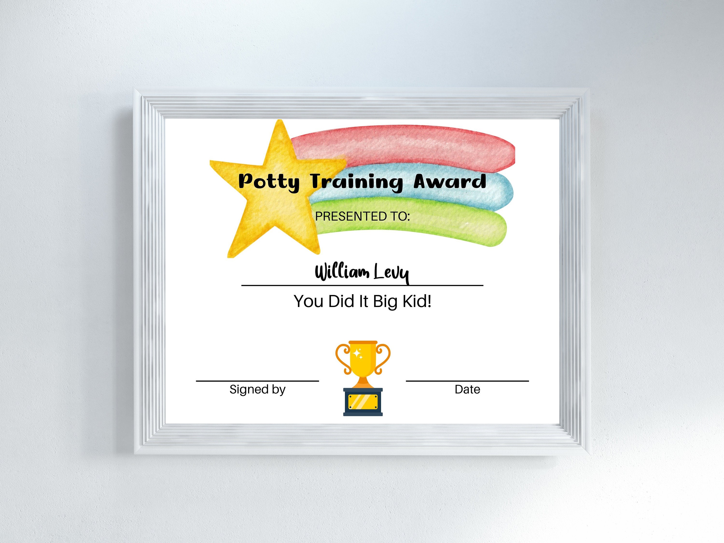 Potty Training Award Editable Template, Certificate of Potty Training ...