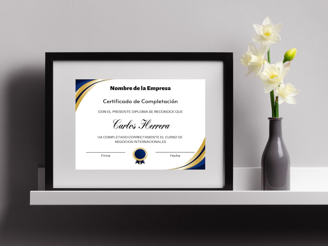 Certificado Completacion Plantilla Editable Canva, Spanish Certificate ...