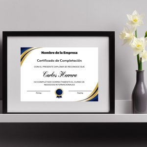 Certificado Completacion Plantilla Editable Canva, Spanish Certificate ...