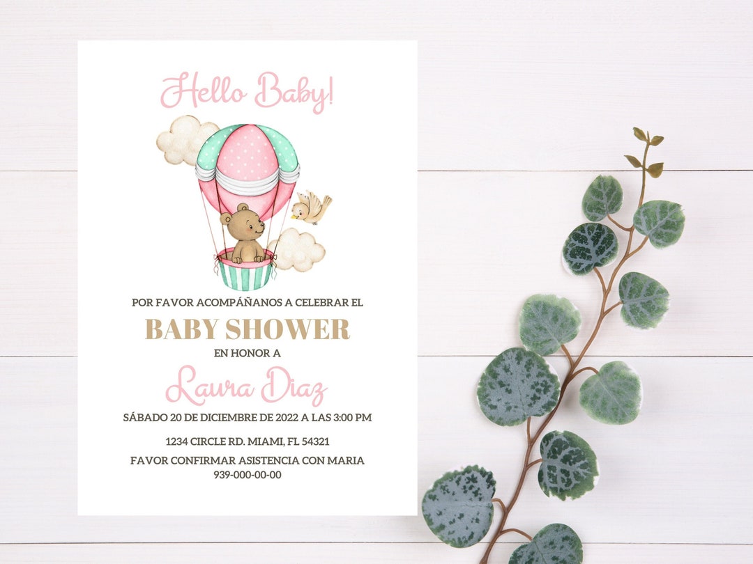 Baby Shower Spanish Digital Invitation, Girls Baby Shower Evite, Baby ...