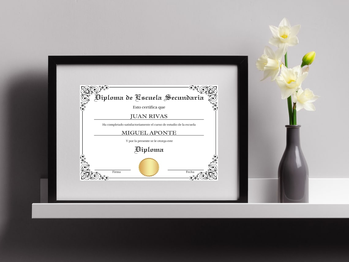 Spanish High School Diploma Template, Editable Canva (digital Download ...
