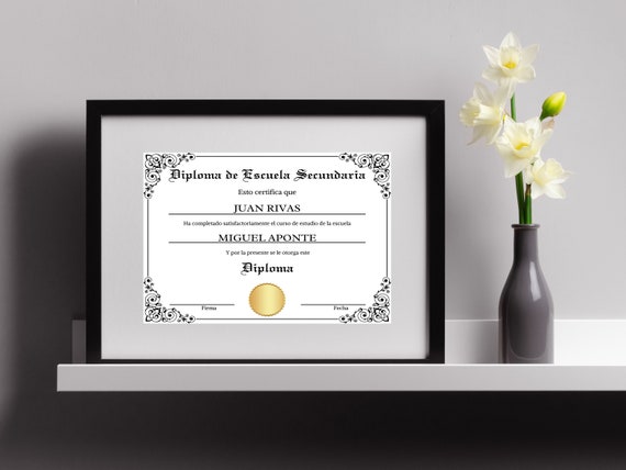 Plantilla Imprimible De Diploma De Escuela Secundaria Enrollado