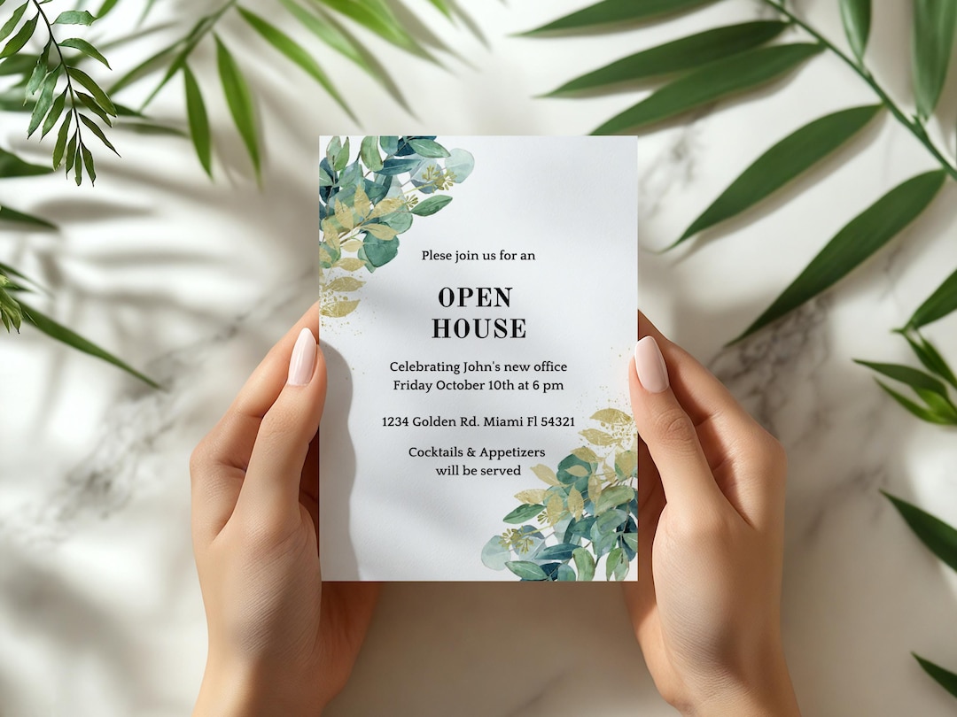 Greenery Open House Invitation Template: Business Event Evite (digital ...